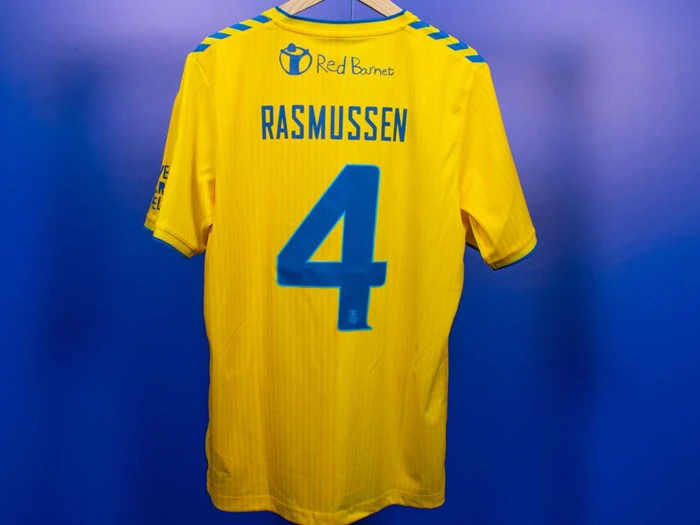 #4 JACOB RASMUSSEN MATCHWORN SPILLERTRØJE I STR. L FRA BRØNDBY IF ...